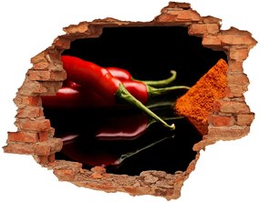 Wallmuralia Nálepka 3D díra Chilli a pepř 90x70 cm