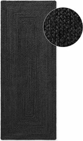 Černý oboustranný/ručně tkaný jutový běhoun 80x200 cm Juno – Hanse Home