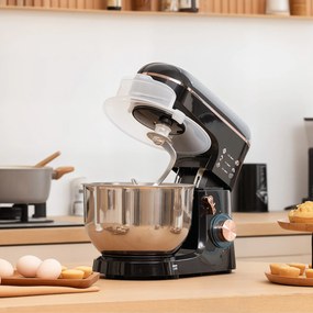 HOMCOM Stolní mixér, kuchyňský robot, šlehač, 6 stupňů, nerezová mísa 5,5 l, černý