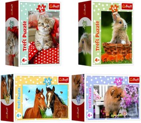 TREFL PUZZLE Mini Zvířátka mláďata 20x13cm 54 dílků skládačka 4 druhy tr54195