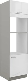 BIANCA sb | vysoká skříňka 60 DPM-210 2F na vestavnou troubu a mikrovlnku | 60 cm | světle šedá/bílá lesk