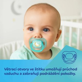 Canpol babies Dudlík svítící silikonový symetrický NIGHTGLOW 18m+ 2ks kluk