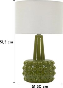 Bílá/zelená keramická stolní lampa s textilním stínidlem (výška 51,5 cm) Gress – Mauro Ferretti