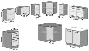 Kuchyňská linka Belini 360 cm bílý lesk / černý lesk s pracovní deskou Lidia2