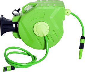 Outsunny Automatický Navíječ Hadice 15+1,5m – Zelená, 180° Otočný Hadicový Navíječ do Zahrady | Aosom