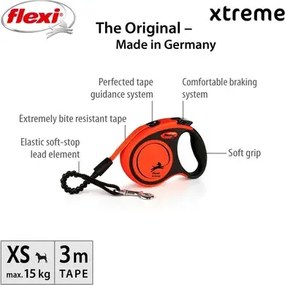 Flexi Xtreme XS pásek 3m oranžové / Vodítko
