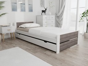Postel IKAROS DOUBLE 80 x 200 cm, bílá/dub lanýž Rošt: Bez roštu, Matrace: Matrace Coco Maxi 20 cm