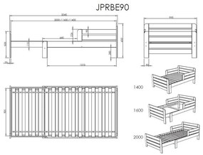 Bílá rostoucí dětská postel z borovicového dřeva s úložným prostorem s matrací a roštem Jumper – Vipack