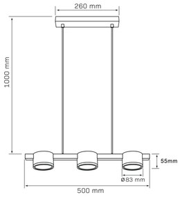 LED Lustr na lanku MIRELLA 3xGX53/6W/230V zlatá/černá