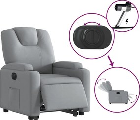 Elektrické zvedací polohovací křeslo světle šedé textil 3204392