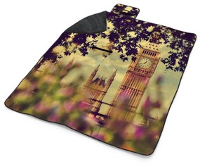 Sablio Plážová deka Londýn Big Ben Flowers: 200x140 cm