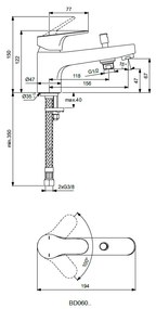 Ideal Standard Cerabase - Vanová baterie na okraj vany, chrom BD060AA