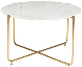 Kulatý konferenční stolek s mramorovou deskou v bílo-zlaté barvě ø 70 cm Timpa – White Label