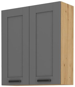 Horní dvoudveřová kuchyňská skříňka Lucid 80 G 90 2F (dub artisan + dustgrey). 1045602