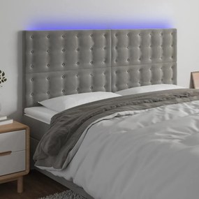 Čelo postele s LED světle šedé 200x5x118/128 cm samet