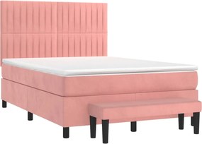 Box spring postel s matrací růžová 140x200 cm samet 3137970