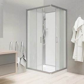 Mereo Mereo, Sprchový box bez střechy, čtvercový, satin ALU, sklo Point, zadní stěny bílé, CK34122KBW