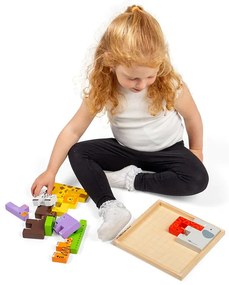 Bigjigs Toys Dřevěné kostky puzzle se zvířátky safari