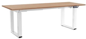 Výškově nastavitelný stůl OfficeTech Strong 200 x 80 cm, bílá podnož, dub