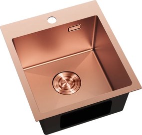 Mexen Solix, 1-komorový nerezový dřez 400 x 450 mm, broušená měď, 6401401000-65