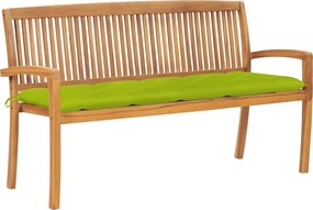 vidaXL Stohovatelná zahradní lavice s poduškou 159 cm masivní teak [3063323] Barva: Jasně zelená