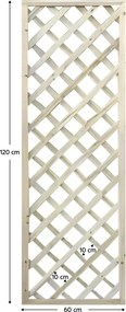 Mřížková zástěna, přírodní, dřevo, 60x120 cm, KALIFE TYP 1