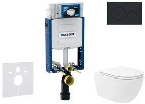 Geberit Kombifix - Set předstěnové instalace, klozetu Oudee Vortex a sedátka softclose, tlačítko Sigma20, matná černá/černá SANI15CA5141