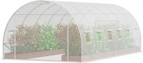 Walk-in tunelový skleník 5,9 × 2,95 × 1,98 m pozinkovaný rám PE kryt bílý