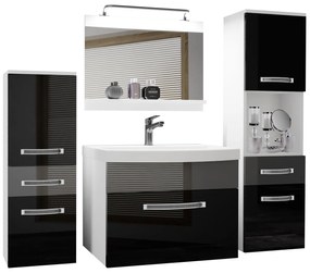 Koupelnový nábytek Belini Premium Full Version černý lesk / šedý lesk
+ umyvadlo + zrcadlo + LED osvětlení Glamour 87