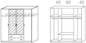 Šatní skříň se zrcadlem Case, 181 cm, dub artisan