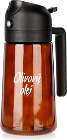 VILDE Skleněný rozprašovač a dávkovač na olej 2v1 450ml - hnědé sklo