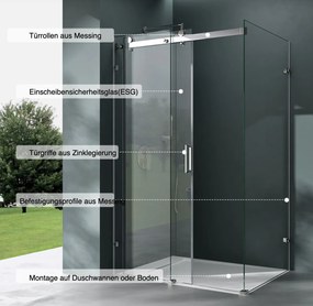 design sprchový kout RAVENA 17-2 - CHROM 100-160cm