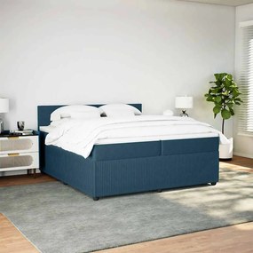 Box spring postel s matrací modrá 200 x 200 cm samet 3290134