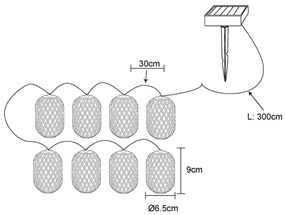 Globo 36129-8 - LED Solární řetěz LED/0,06W/3V 650 cm IP44