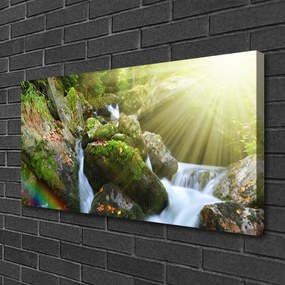 Obraz na plátně Vodopád Duha Příroda Potok 120x60 cm