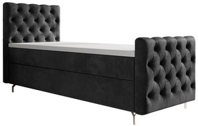 Jednolůžková postel 80 cm Clinton Bonell (černá) (s roštem, s úl. prostorem). 1082139