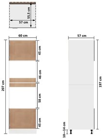 vidaXL Marketos Mikrovlnná skříňka "Lyon" bílá 60 x 57 x 207 cm, dřevo