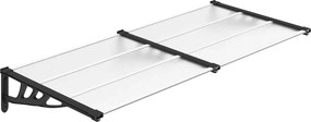 Vchodová stříška černá a průhledná 199 x 90 cm polykarbonát 153685