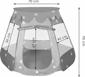 Dětský stan na hraní, šedý s hvězdami SPRINGOS KG0013