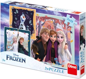 DINO Puzzle Frozen Radostný podzim 3x55 dílků 18x18cm skládačka dn335424