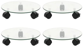 Vozíky na rostliny 4 ks 28 cm tvrzené sklo kulaté 3144028