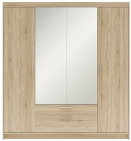 Šatní skříň ELENA 4D 2S + zrcadlo | 176,3 cm | dub sonoma