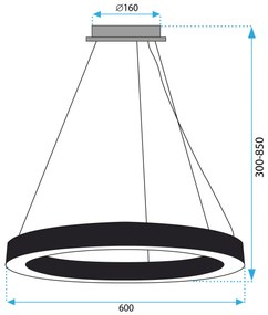 Toolight Toolight, LED stropní svítidlo 60cm, 27W, APP1282-1CP, černá, OSW-00940
