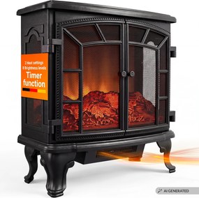 Monzana Elektrický Elektrický krb s dvojitými dvířky černý 2000W