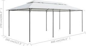 Zahradní altán 600 x 298 x 270 cm bílý 180 g/m² 310072
