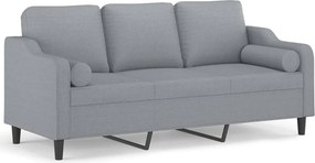 3místná pohovka s polštáři světle šedá 180 cm textil 3200853