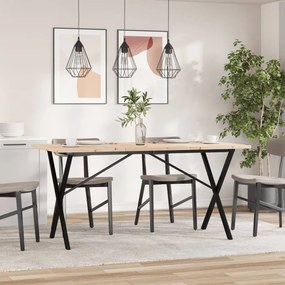 Jídelní stůl s X rámem 160 x 80 x 75,5 cm borové dřevo a ocel 3282765