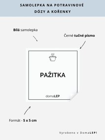 Samolepka na kořenky PAŽITKA bílá 5 × 5 cm tučné písmo