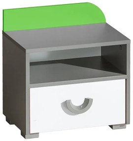 Noční stolek FUTURO F12 | 45 cm | grafit/bílá/zelená | POSLEDNÍ KUS