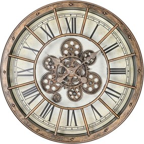 Designové nástěnné hodiny 45 cm s ozubenými koly s krásnou patinou
